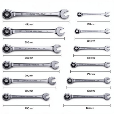 12PC 72-Tooth Ratchet Combination Wrench Set 8-19mm Chrome Vanadium ...