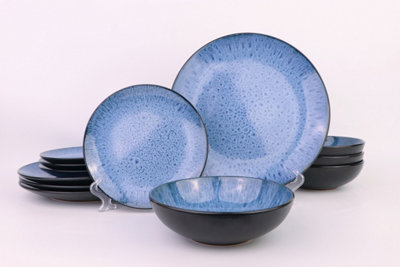 12PC Blue Reactive Glaze Coupe