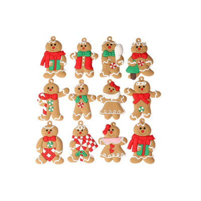 12PC Gingerbread man Christmas tree decoration Christmas scene decoration A