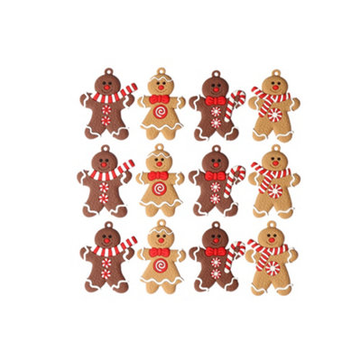12PC Gingerbread man Christmas tree decoration Christmas scene decoration B