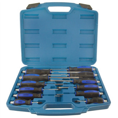 12pc Go Through Industrial Screwdriver Set Philips & Flat Head with Hex ...
