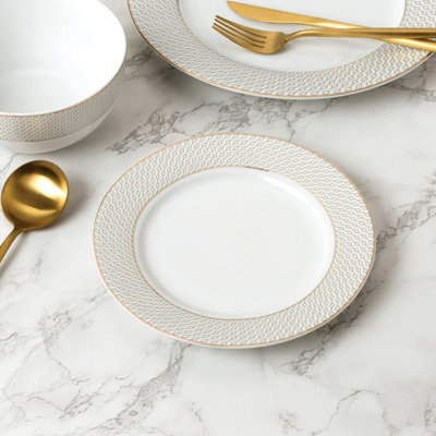12pc Premium Diamond & Gold Dinner Set