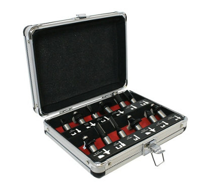 12PC ROUTER BIT SET 1/2 INCH SHANK TCT WITH ALUMINUM CASE