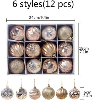 12pcs Christmas Ball Ornaments Shatterproof PVC Xmas Tree Pendant 60mm ...