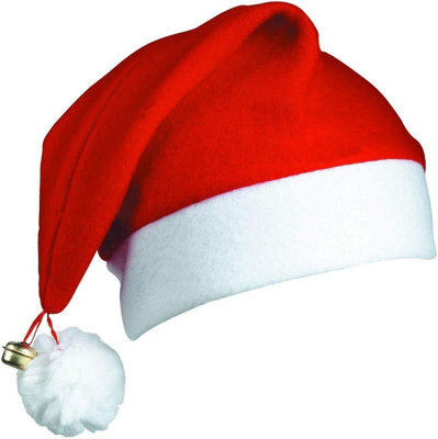 12pcs Deluxe Christmas Santa Hats with Bell Xmas Eve Fancy Dress Fun ...