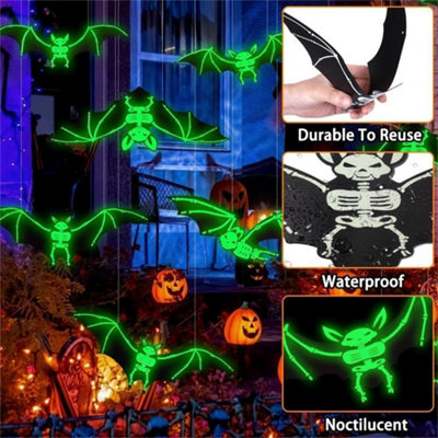 12PCS Halloween Hanging Bats, Halloween Flying Bat Hanging with Glowing ...
