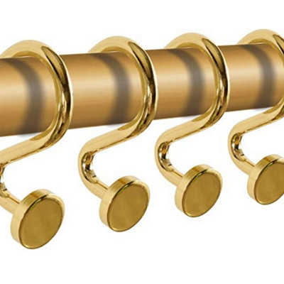 12pcs Shower Curtain Hooks Gold Shower Curtain Rings Rustproof Metal ...