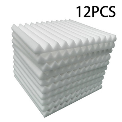 12Pcs White High Density Flame Retardant Acoustic Foam Panels Sound ...