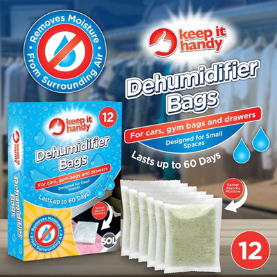 12pk Dehumidifier Bags - Moisture Absorbers for Home, Drawers, Wardrobe ...