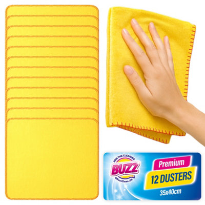 12pk Yellow Dusters, 100% Cotton Cleaning Cloths 50 x 40cm, Lint Free ...