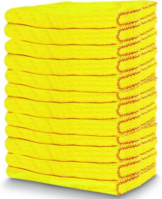 12pk Yellow Dusters, 100% Cotton Cleaning Cloths 50 x 40cm, Lint Free ...