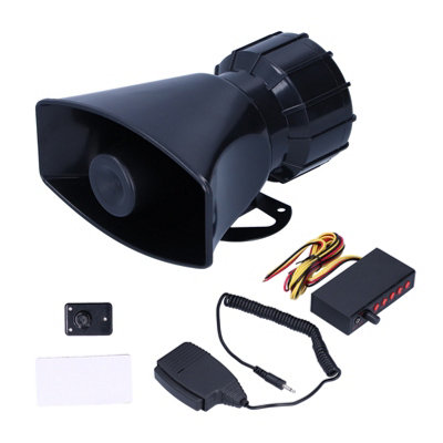 12V 100W 125DB CAR HORN MEGAPHONE WITH 5 SOUNDS FOR EMERGENCY ALERTS ...