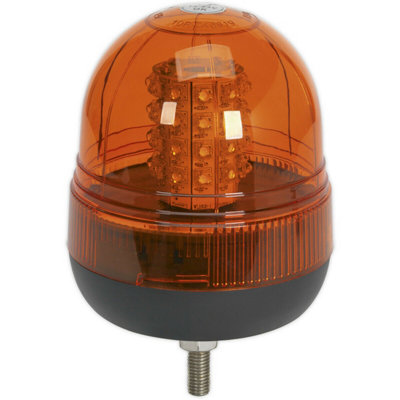 12V / 24V Fixed LED Rotating Amber Beacon Light - 12mm Threaded Fixing ...