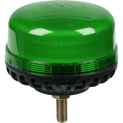 12V / 24V Fixed LED Rotating Green Beacon Light - 12mm Threaded Fixing ...