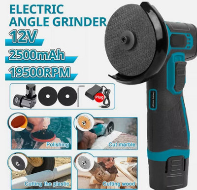 12V Cordless Mini Angle Grinder Kit with 2 Batteries & Charger