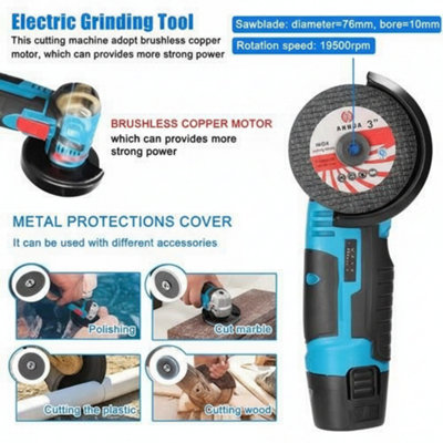 12V Cordless Mini Angle Grinder with 2 Batterie