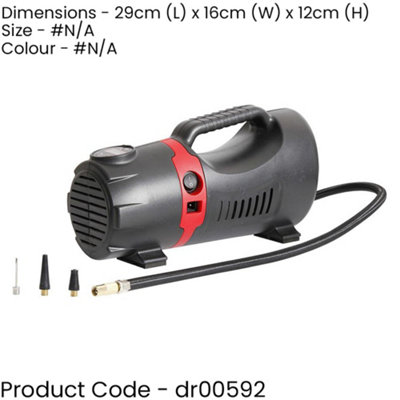 12V DC & 230V Portable Air Compressor - Ball & Car Tyre Inflator ...