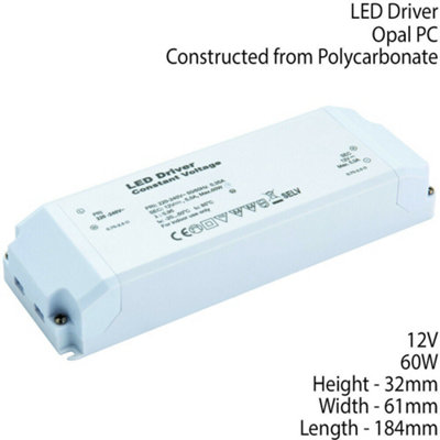 12V DC 60W Constant LED Driver / Transformer Low Voltage Light Power ...