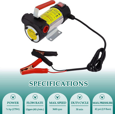 12V Diesel DC Electric Fuel Transfer Pump Kit, 12 GPM Self Priming Pump ...