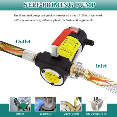 12V Diesel DC Electric Fuel Transfer Pump Kit, 12 GPM Self Priming Pump ...