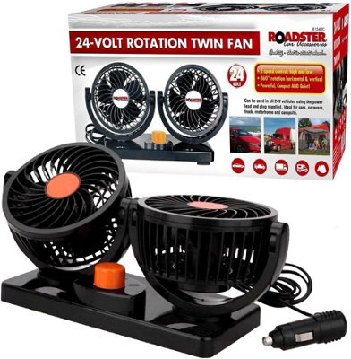 12v Dual Fan For Trucker Car Lorry Caravans 360 Rotation Cool 2 Speed ...