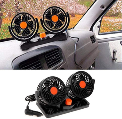 12v Dual Fan For Trucker Car Lorry Caravans 360 Rotation Cool 2 Speed ...