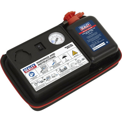 12V EMERGENCY TYRE REPAIR KIT WITH COMPRESSOR AND SEALANT FOR QUICK ...