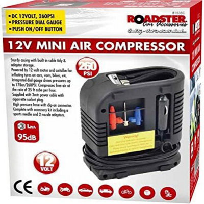 12V Mini Compressor Tyre Car Pump Bike Shed Motorcycle Portable 260 Psi ...