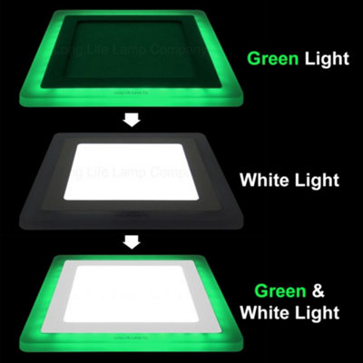12w Recessed Ceiling LED Square Panel Green