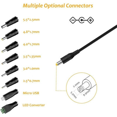 12W Universal Power Adapter Ac To Dc 3V 4.5V 5V 6V 7.5V 9V 12V 1A ...