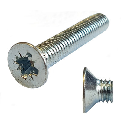 12x M8 100mm Length COUNTERSUNK POZI MACHINE SCREW MILD STEEL GRADE 4.6 ...