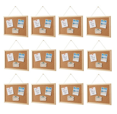 12x Small Cork Notice Board Hanging Memo Pin Board & Accessories