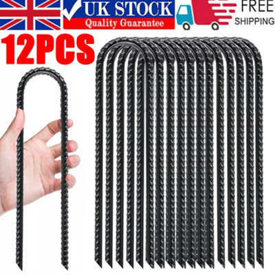 12x U-Shaped Tent Pegs Heavy Duty Camping Marquee Metal Stake Pegs Anchor