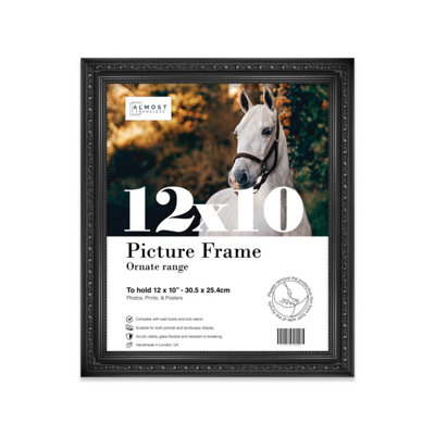 12x10 Black Ornate Picture Frame (30.5 x 25.4cm) Poster, Photo, Artwork ...