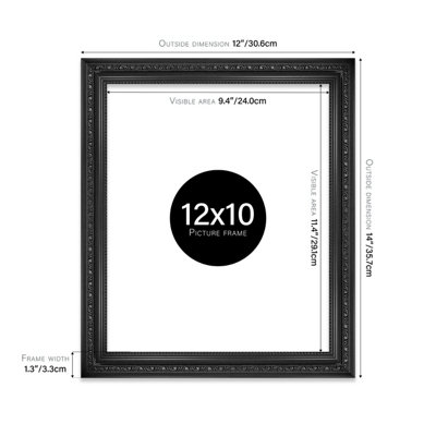 12X10 BLACK ORNATE PICTURE FRAME (30.5 X 25.4CM) POSTER, PHOTO, ARTWORK ...