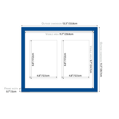 12x10 Inch 2 Opening Photo Collage Frame, Display Two 7x5 Inch Photos ...