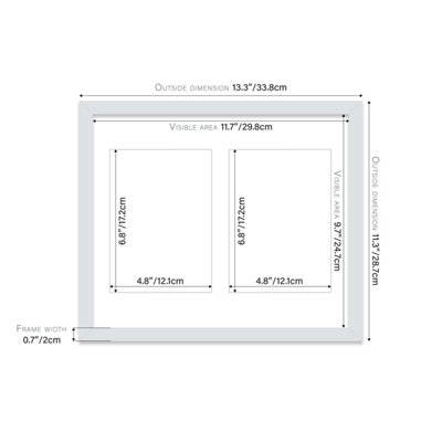 12x10 Inch 2 Opening Photo Collage Frame, Display Two 7x5 Inch Photos ...