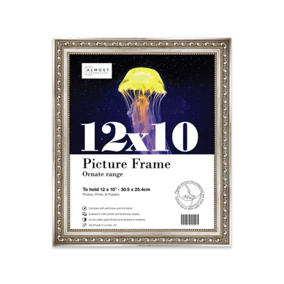 12x10 Silver Ornate Picture Frame (30.5 x 25.4cm) Poster, Photo ...