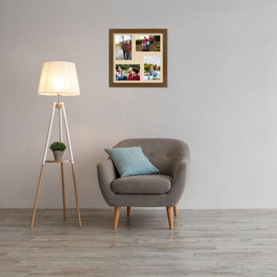 12X12 Dark Oak Modern Multi Photo Frame with Ivory Mount - Holds 4 ...