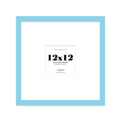 12x12" Light Blue Picture Frame - 12x12" Square Frame with 8x8" Mount ...