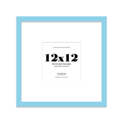 12x12" Light Blue Picture Frame - 12x12" Square Frame with 9x9" Mount ...