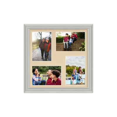 12X12 Light Grey Classic Multi Photo Frame with Ivory Mount - Holds 4 ...