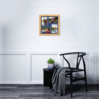 12X12 Light Oak Classic Multi Photo Frame with Blue Mount - Holds 4 ...