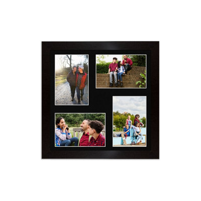 12X12 Matte Black Modern Multi Photo Frame with Black Mount - Holds 4 ...