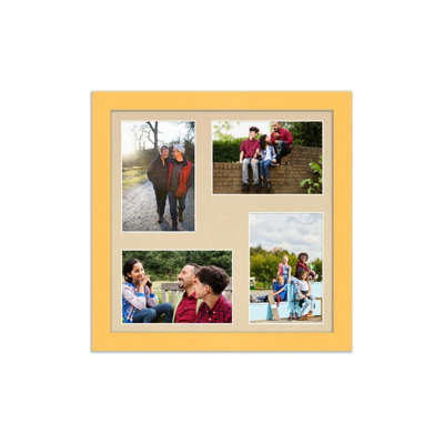 12X12 Mustard Yellow Modern Multi Photo Frame with Ivory Mount - Holds ...