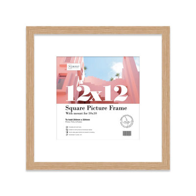 12x12" Oak Picture Frame - 12x12" Square Frame with 10x10" Mount for ...