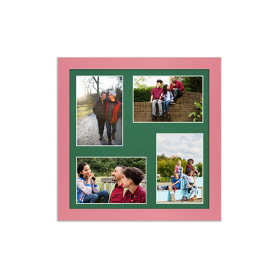 12X12 Pastel Pink Modern Multi Photo Frame with Emerald Mount - Holds 4 ...