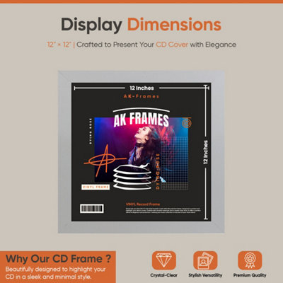 12x12" Silver Modern Vinyl Record Frame For 12 Inch LP Album Covers ...