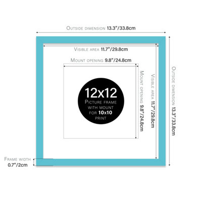 12x12" Turquoise Picture Frame - 12x12" Square Frame with 10x10" Mount ...