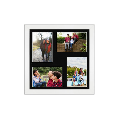 12X12 White Modern Multi Photo Frame with Black Mount - Holds 4 ...